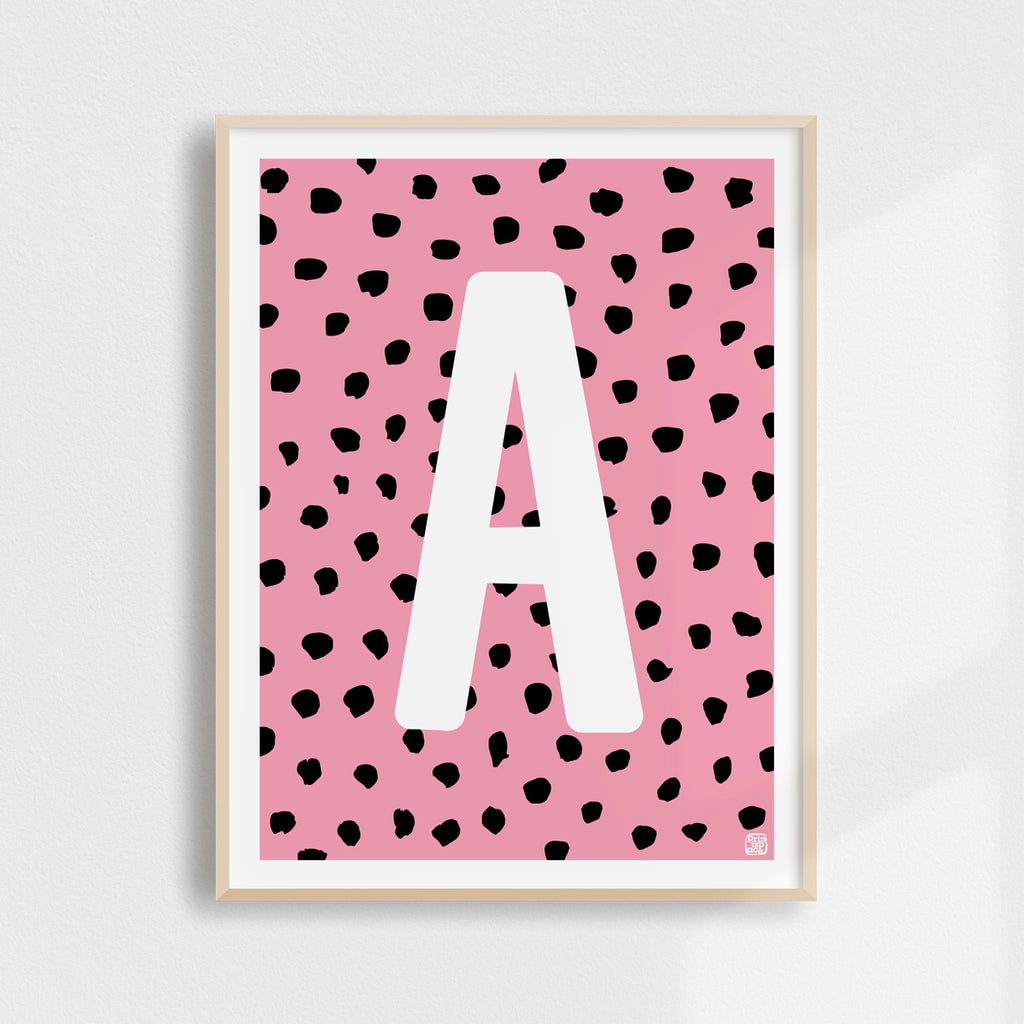 Letter Print, Pink with Spots. Art Print by Printspace. Perfect for ...