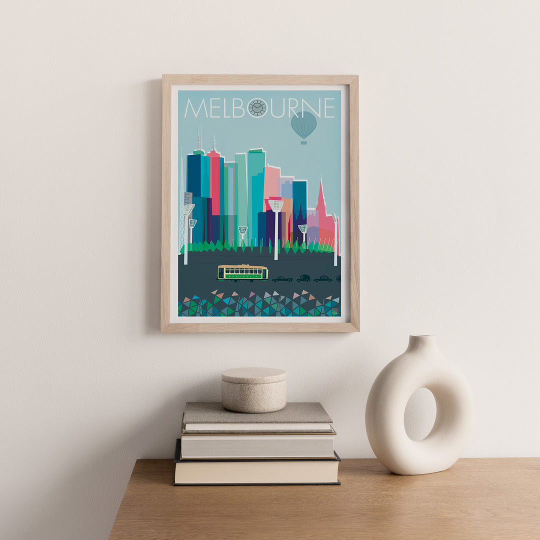 Melbourne II Art City Print MCG Poster mid century Nicholas Girling