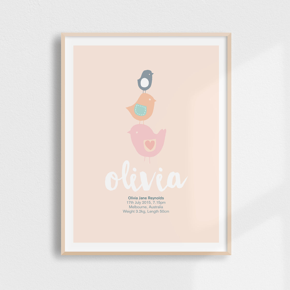 Bird Stack Birth Print Printspace Personalised Illustration