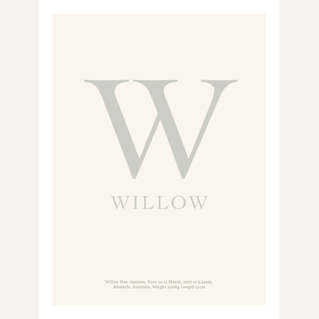Classic Letter Birth Print Printspace Personalised birth details print