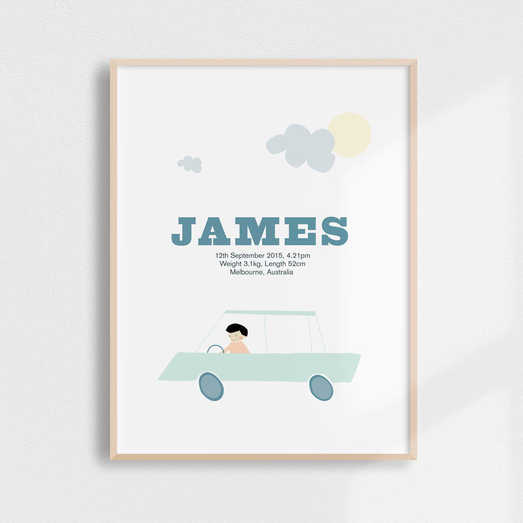 Car Birth Print Printspace Personalised birth details print baby