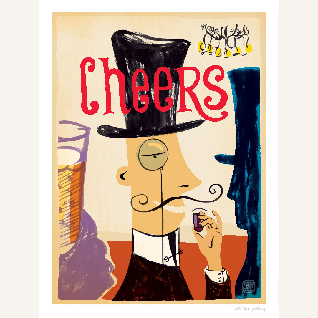 Cheers Art Print Nicholas Girling Printspace Vintage Inspired Poster