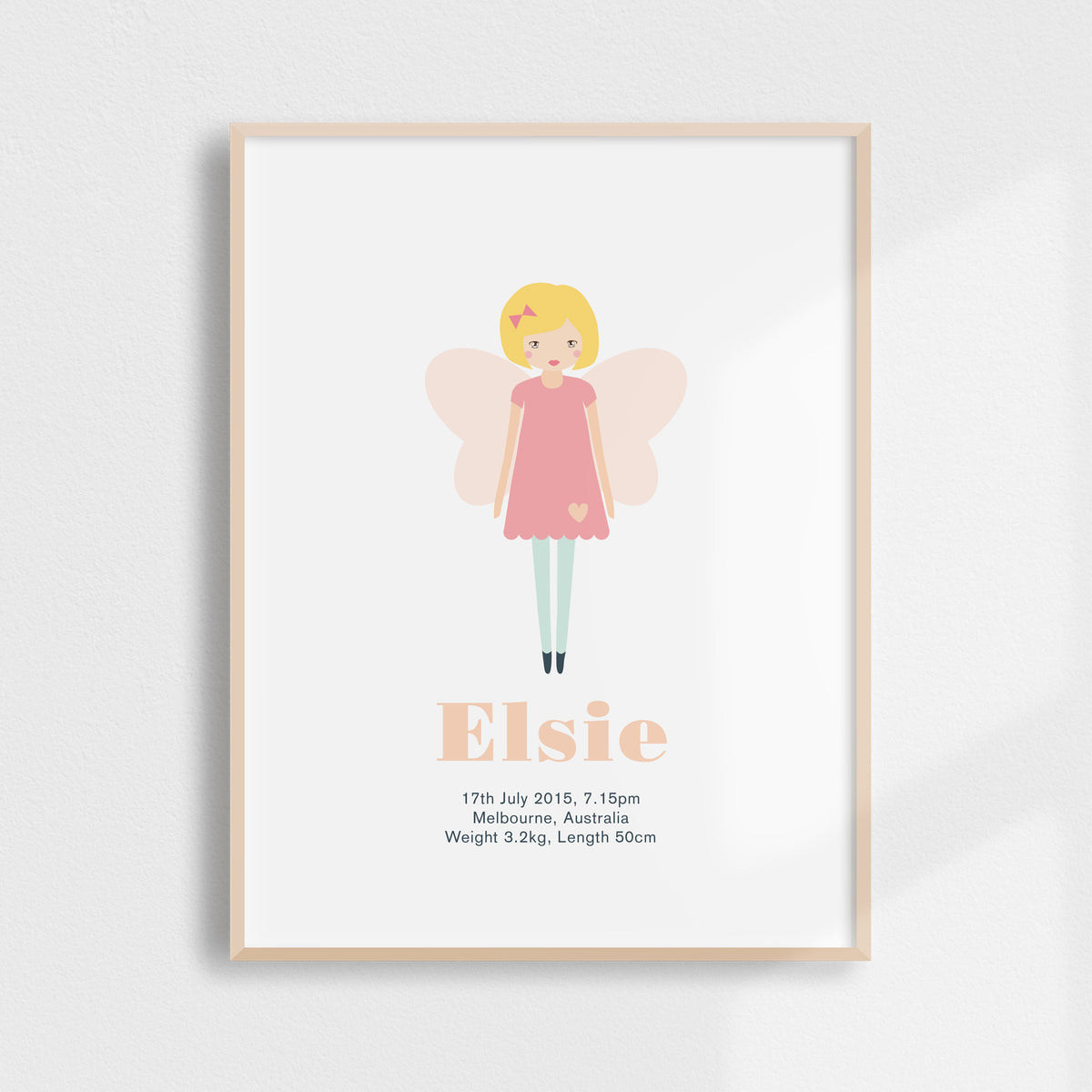 Fairy Birth Print Printspace Personalised birth details print baby