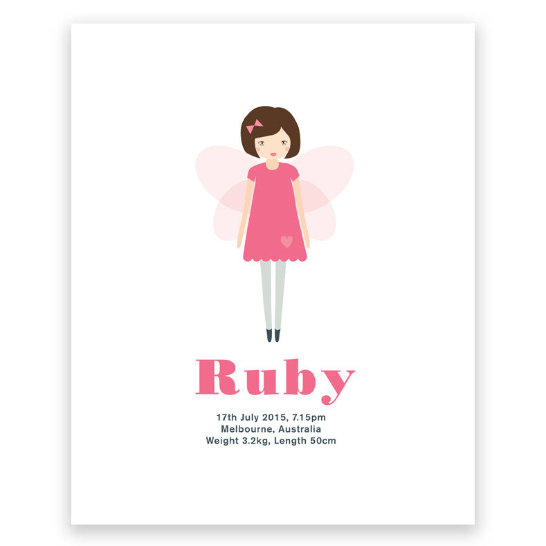 Fairy Birth Print Printspace Personalised birth details print baby