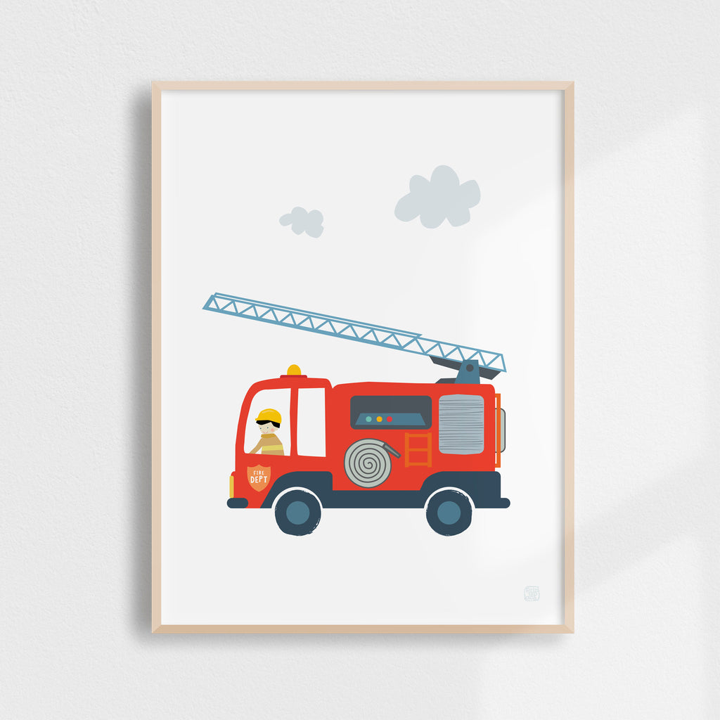 Fire Engine Art Print Printspace Illustration Contemporary