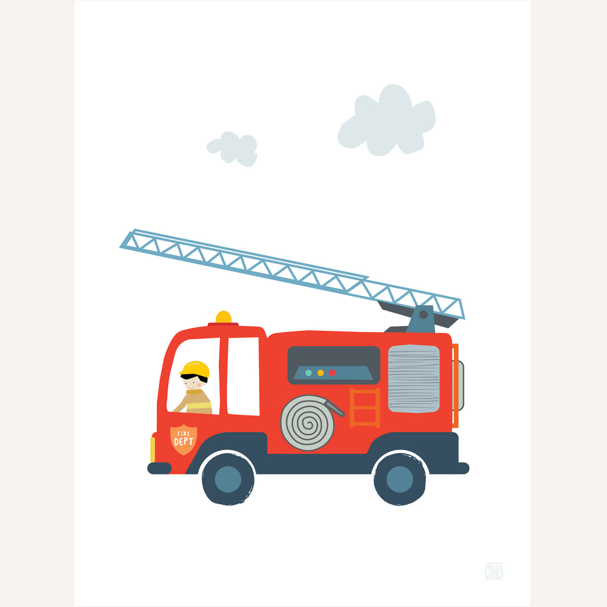 Fire Engine Art Print Printspace Illustration Contemporary