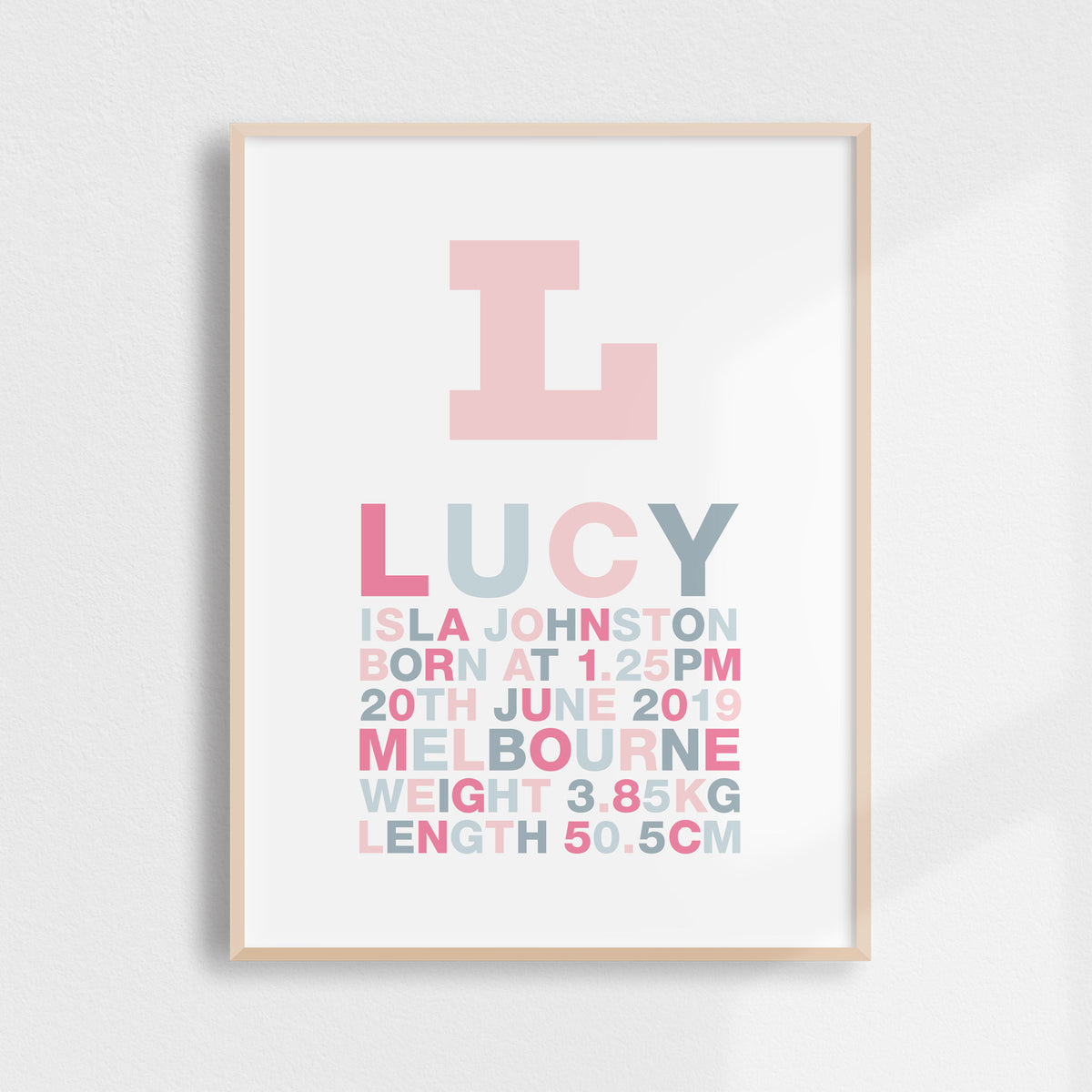 Letter Birth Print Printspace Personalised birth details print text