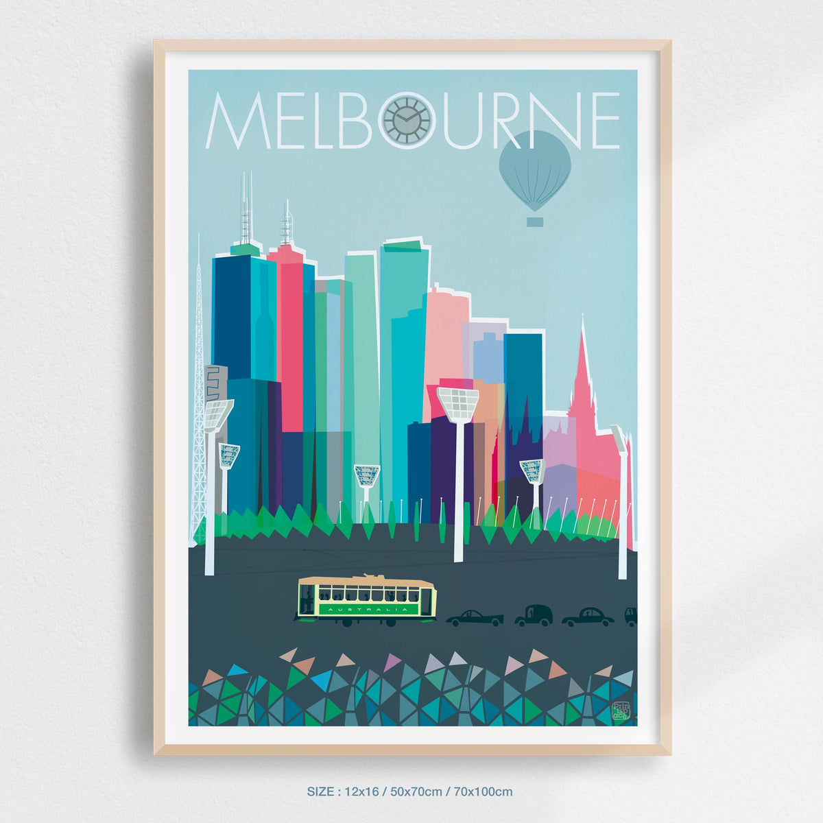 Melbourne II Art City Print MCG Poster mid century Nicholas Girling