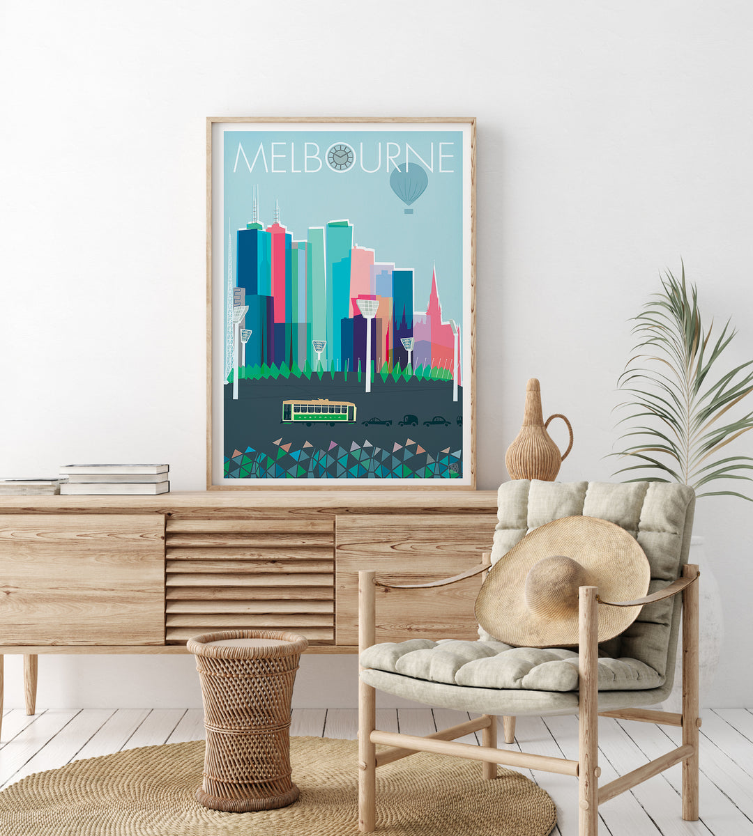 Melbourne II Art City Print MCG Poster mid century Nicholas Girling