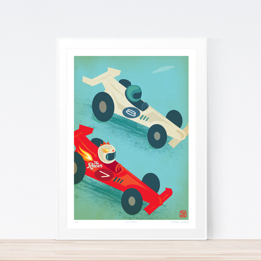 Racer Car Art Print Printspace Illustration Contemporary